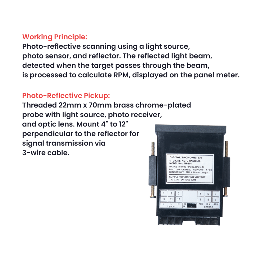 Buy Online TM-804 Tachometer with Photo-Reflective Sensor