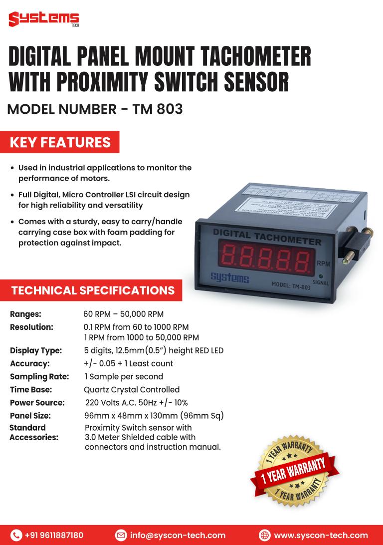 Buy Panel Mount Tachometer with Proximity Switch Sensor